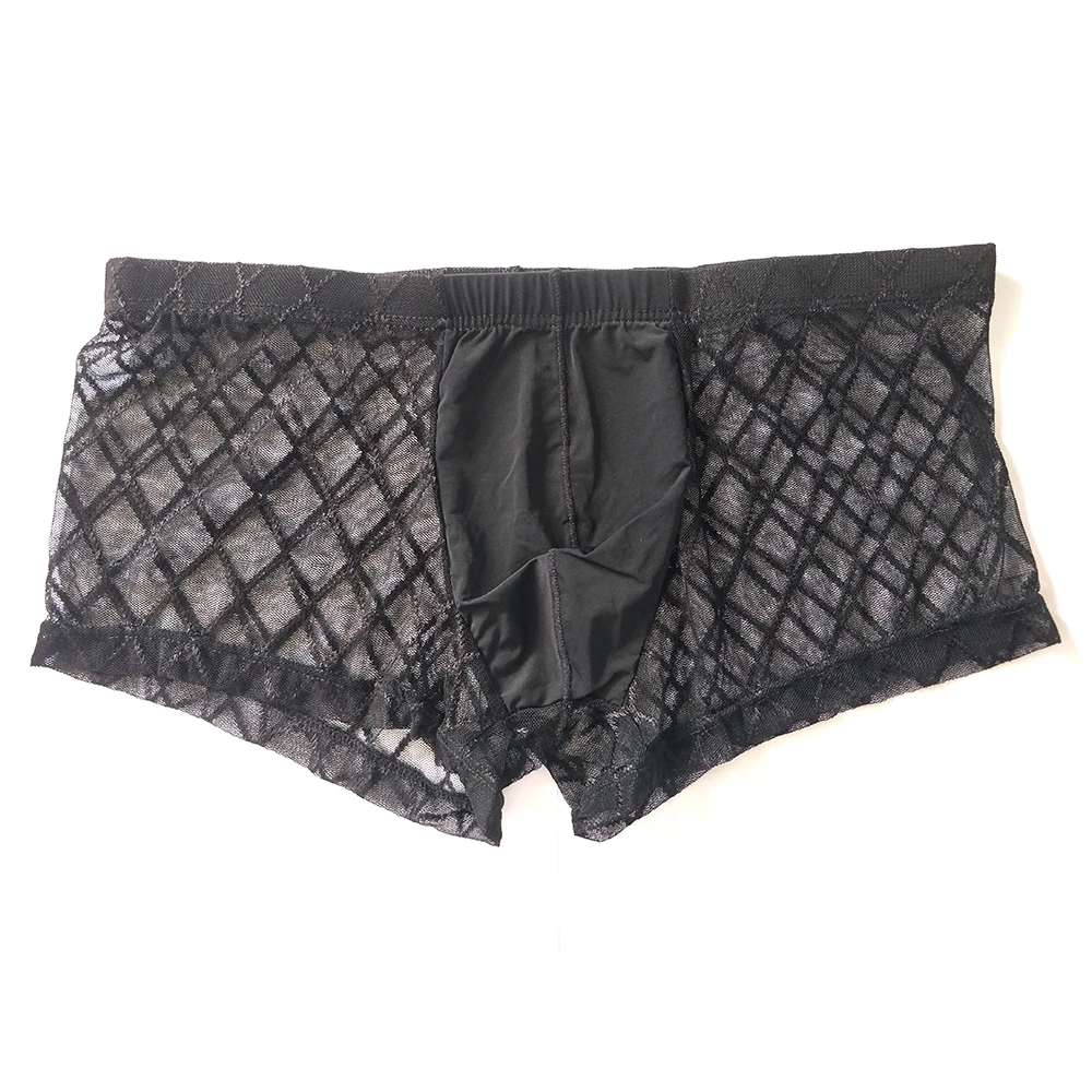 Men-s-Boxer-Shorts-Plaid-Fishnet-Transparent-Man-Sexy-Nylon-Boxers ...