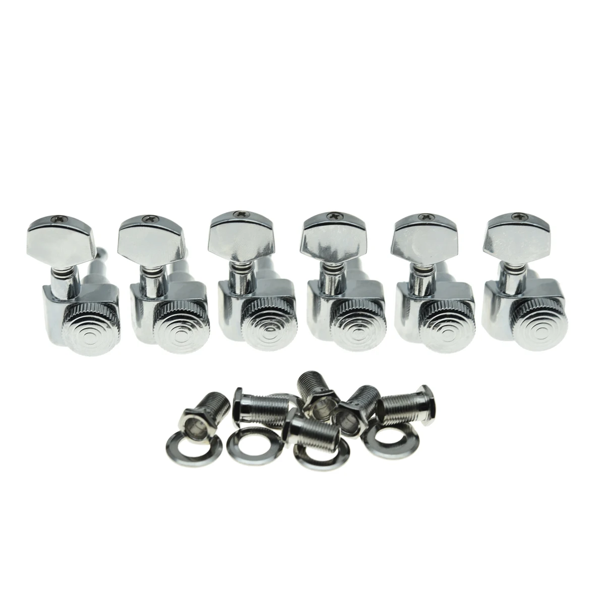 KAISH Chrome 6 Inline 2 Pin Locking Tuning Keys Pegs Tuners Fits USA ST ...