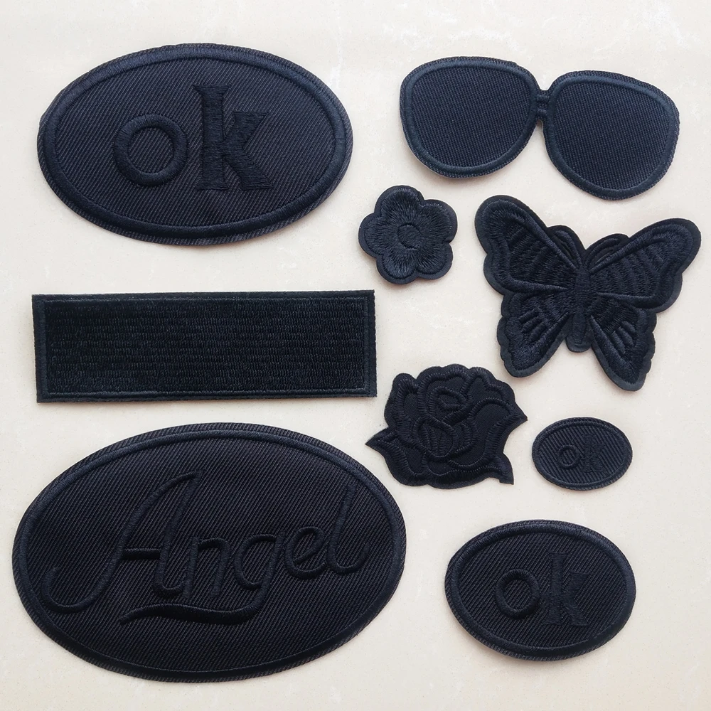 All-Black-Embroidery-Iron-on-Patches-for-Clothing-Jacket-Stickers ...