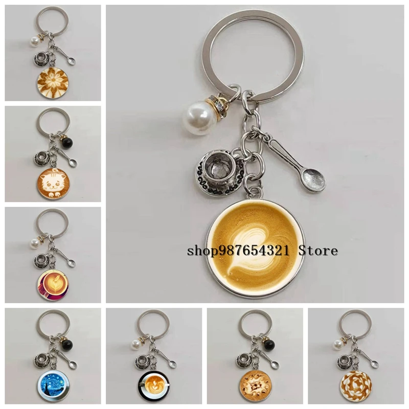 Glass Coffee Cup Keychain | Coffee Cup Key Chain - New Glass Keychain ...