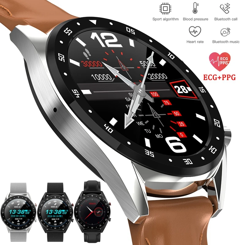 2021 Newest Ppg + Ecg Smart Watch Men Full Round Touch Screen Bluetooth ...