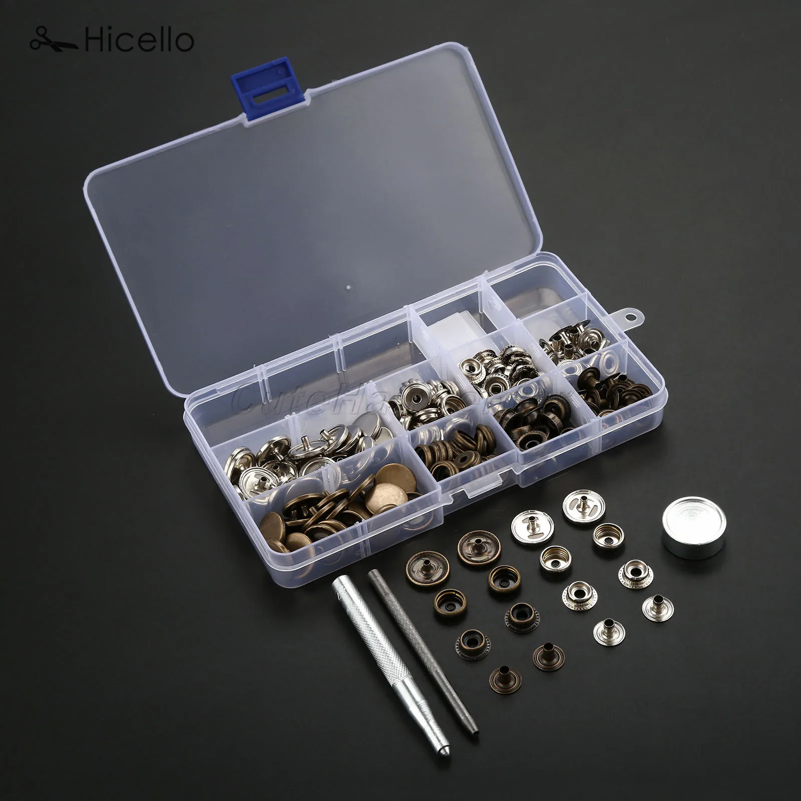 40 Pcs Drukknoop Knoppen 17Mm + 3Pcs 201 # Gereedschap 2.5Mm Punch ...