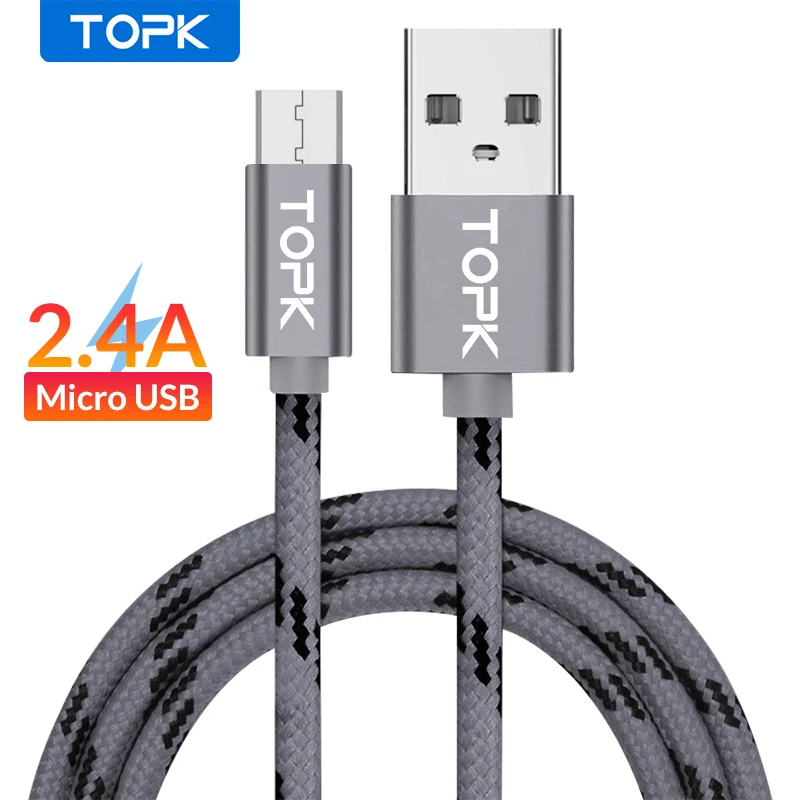 Topk An09 Micro Usb Cable 2.4a Fast Data Sync Charging Cable Andriod ...