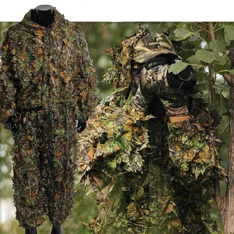 Woodland Shooting Combat Clothes Birding Suit Camo Bionic Leaf Sniper ...
