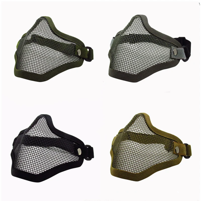 Hunting-Military-Half-Cover-Face-Mesh-Mask-Tactical-Metal-Steel-Net ...