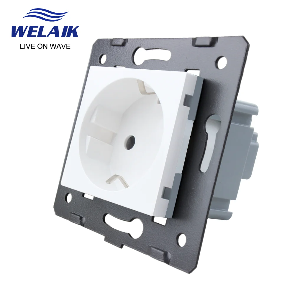 Welaik 16a Eu European Safety Wall Power Socket Outlet 45*45mm White ...