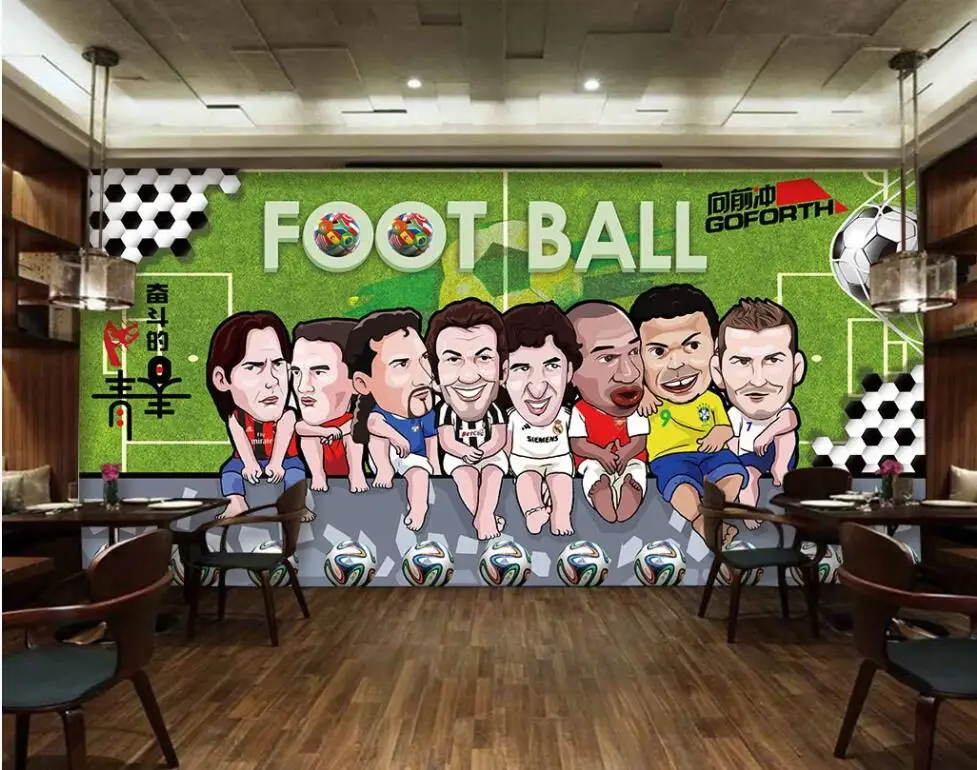 Custom-photo-3d-wallpaper-Cartoon-football-field-sports-background-home ...