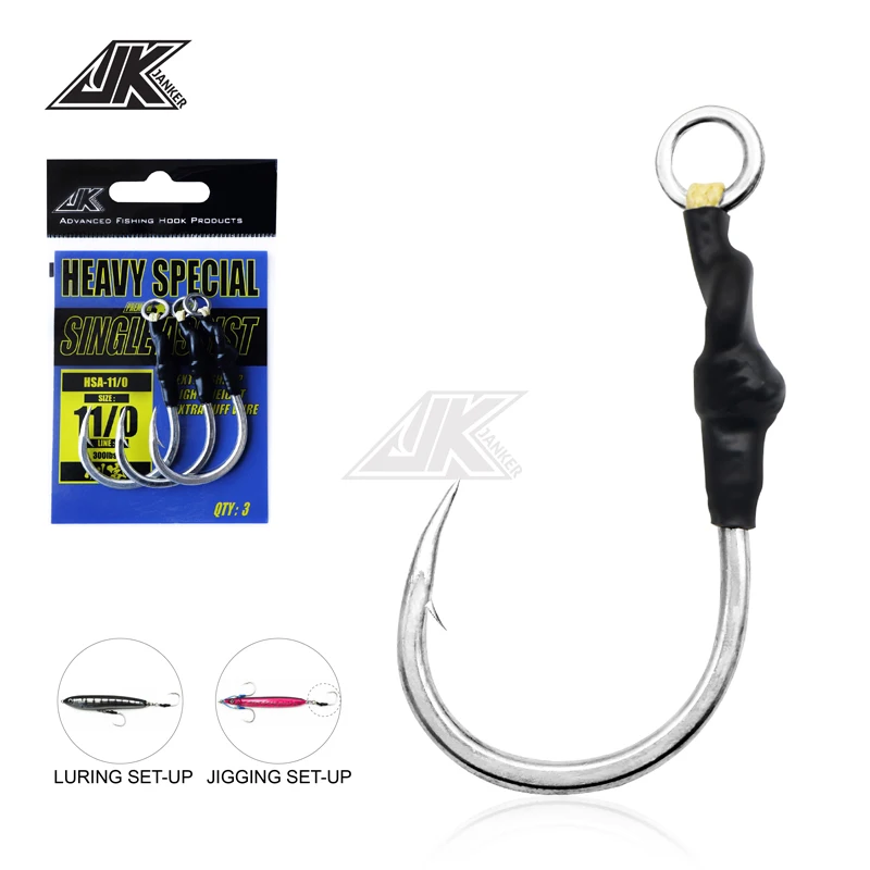 JK-HSA-Poppers-Lure-Wood-4X-Heavy-jigging-Hooks-Sea-Power-Assist ...