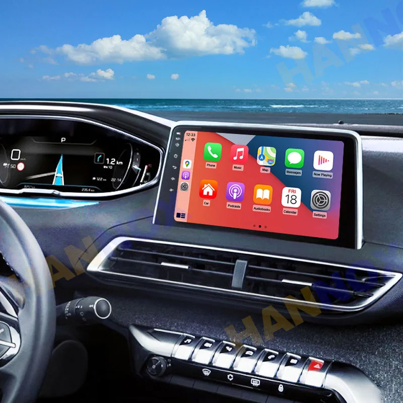 9 인치 안드로이드 자동차 멀티미디어 플레이어 와이파이 GPS 스테레오 헤드 유닛 프레임, 푸조 5008 4008 3008 2017 2018 2019 2020 2021 ...