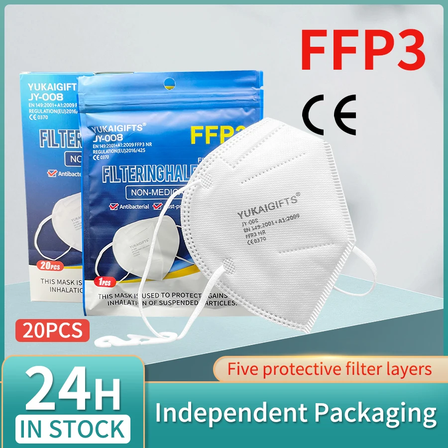 20PCS-FFP3-Face-Mask-CE-Certifify-masque-5ply-Filteration-99-Dust-Proof ...