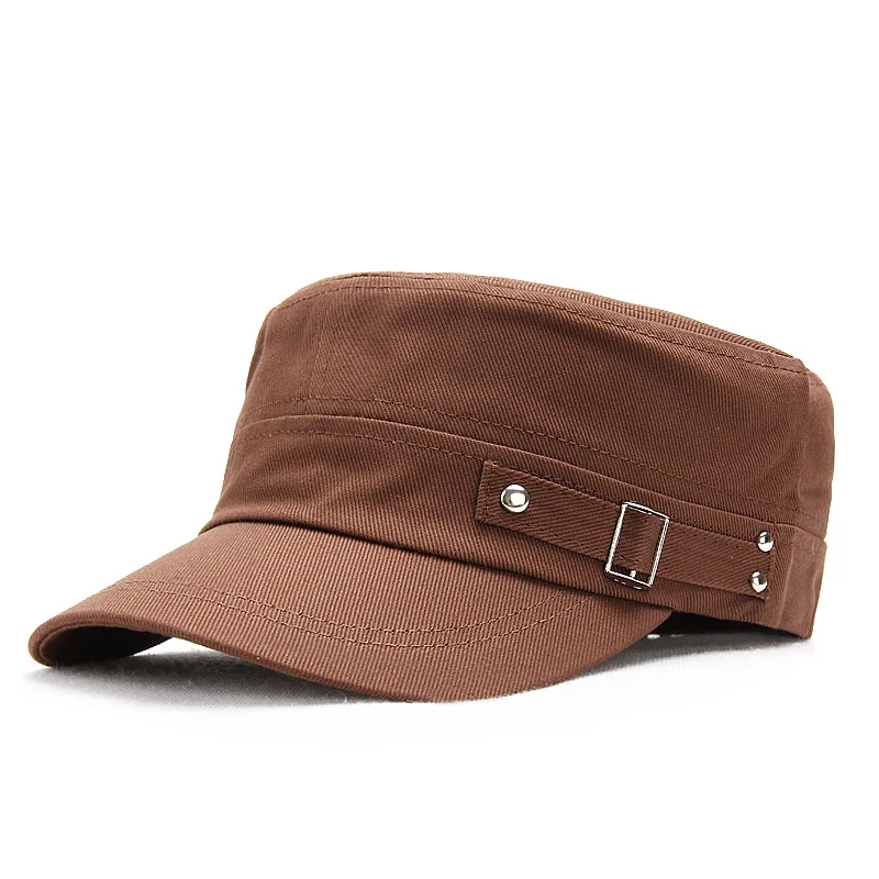 Military-Style-Cadet-Army-Cap-Men-Women-Pure-Color-Washed-Cotton-Flat ...