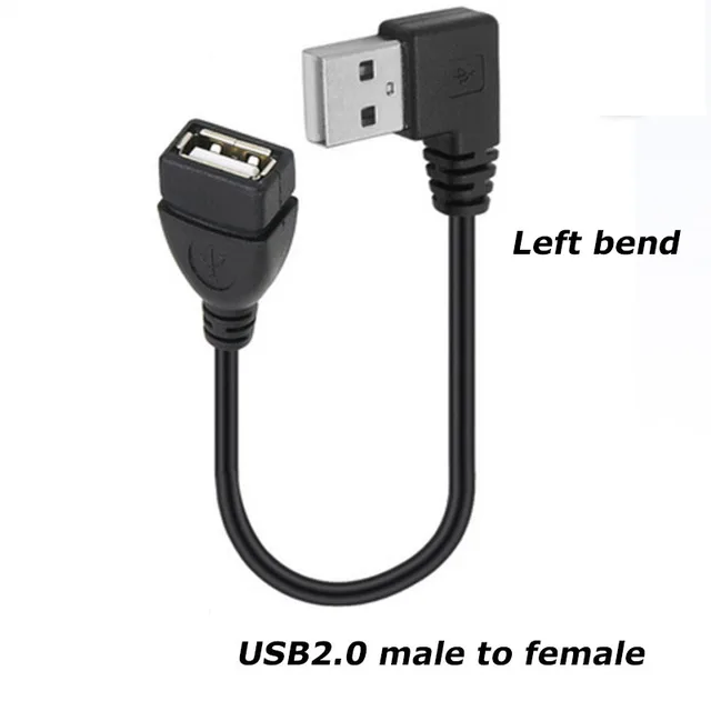 0.3M 90 Degree USB 3.0/2.0 Male to Female Adapter Cable Angle Extension ...