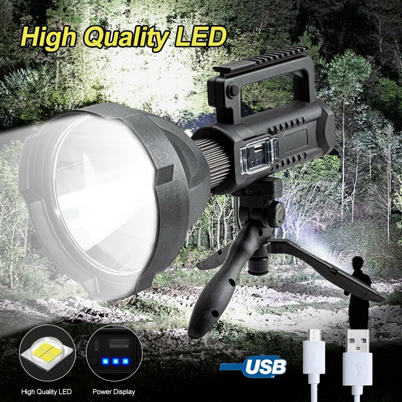 Sporting Goods 200000LM P50 LED USB Recharge Flashlight Work Light Spotlight Searchlight 4 Mode ...