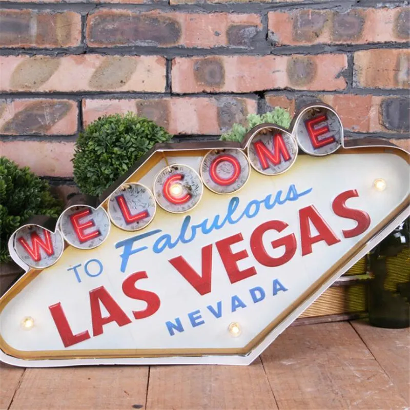 Vintage decoation Las Vegas LED Neon Signs Wall Decorative Painting ...