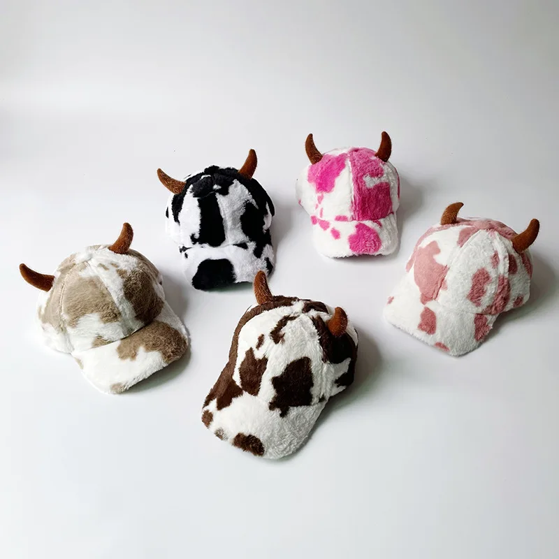 Funny-Ox-Horns-Plush-Hat-Winter-Thick-Warm-Cute-Milk-Cows-Hat-Student ...