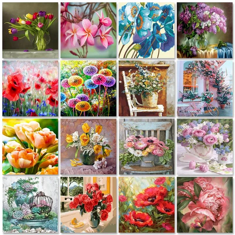 Gatyztory-DIY-Pictures-By-Numbers-Flower-Kits-Oil-Painting-By-Number ...