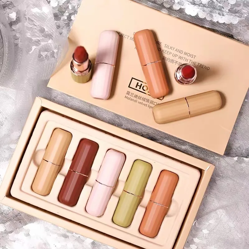 HOJO 5Pcs/Set Red Velvet Lipstick Matte Silky Touch Moisturize Long ...