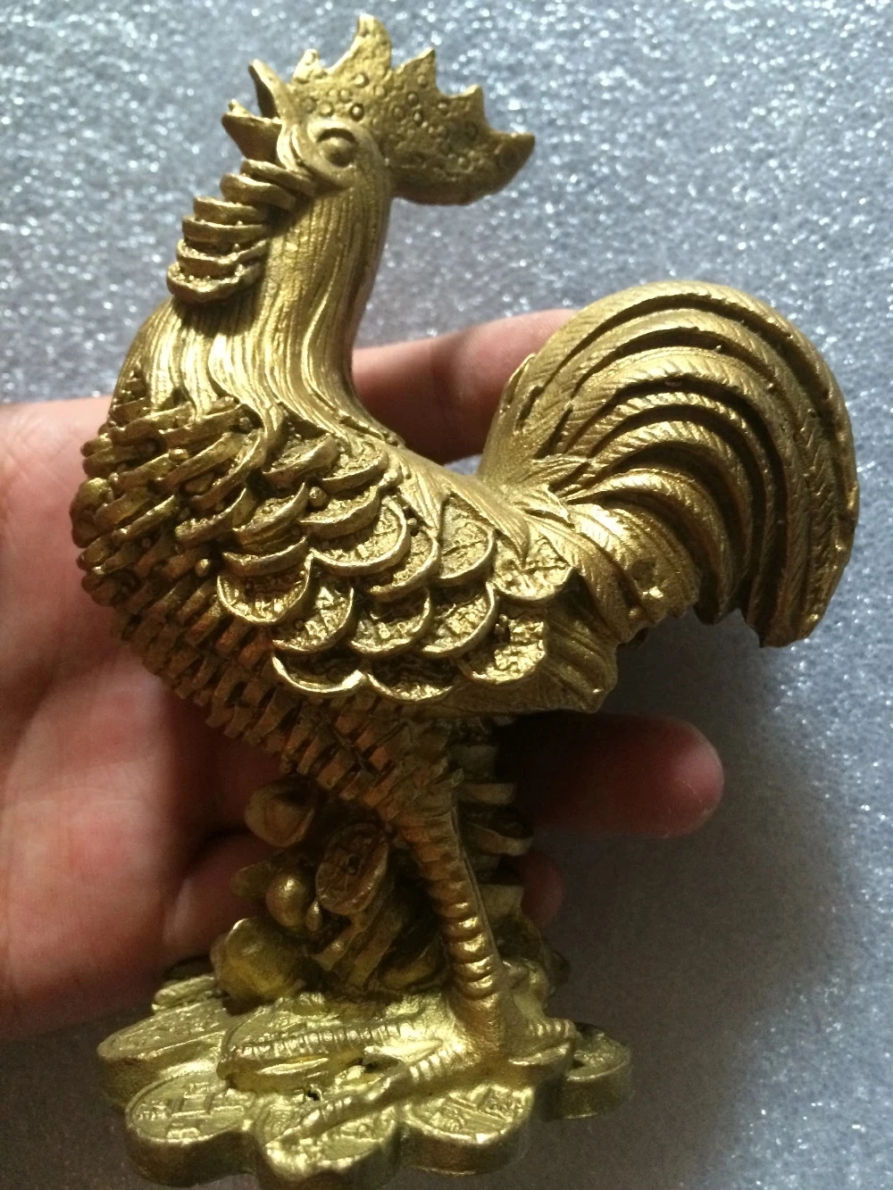 chinese-brass-wealth-money-coin-ingot-animal-zodiac-chicken-rooster ...