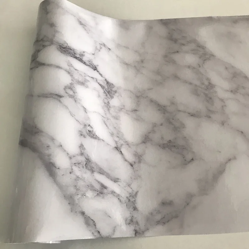 Black White Glossy Marble Vinyl Wrap Kitchen Cabinet Countertop Self ...