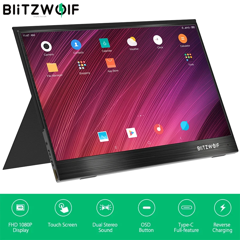 Blitzwolf Bw-pcm3 15.6 Polegadas Monitor Portátil Tocável Fhd 1080 P ...