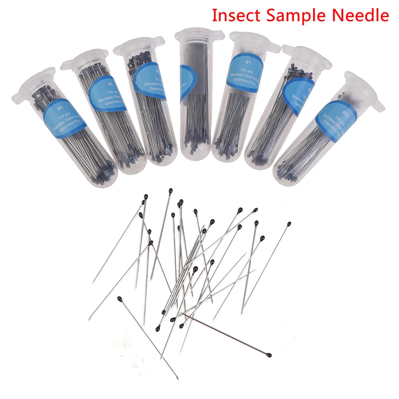 100 Pcs Insect Pins Specimen Needle Stainless Steel With Plastic Box ...