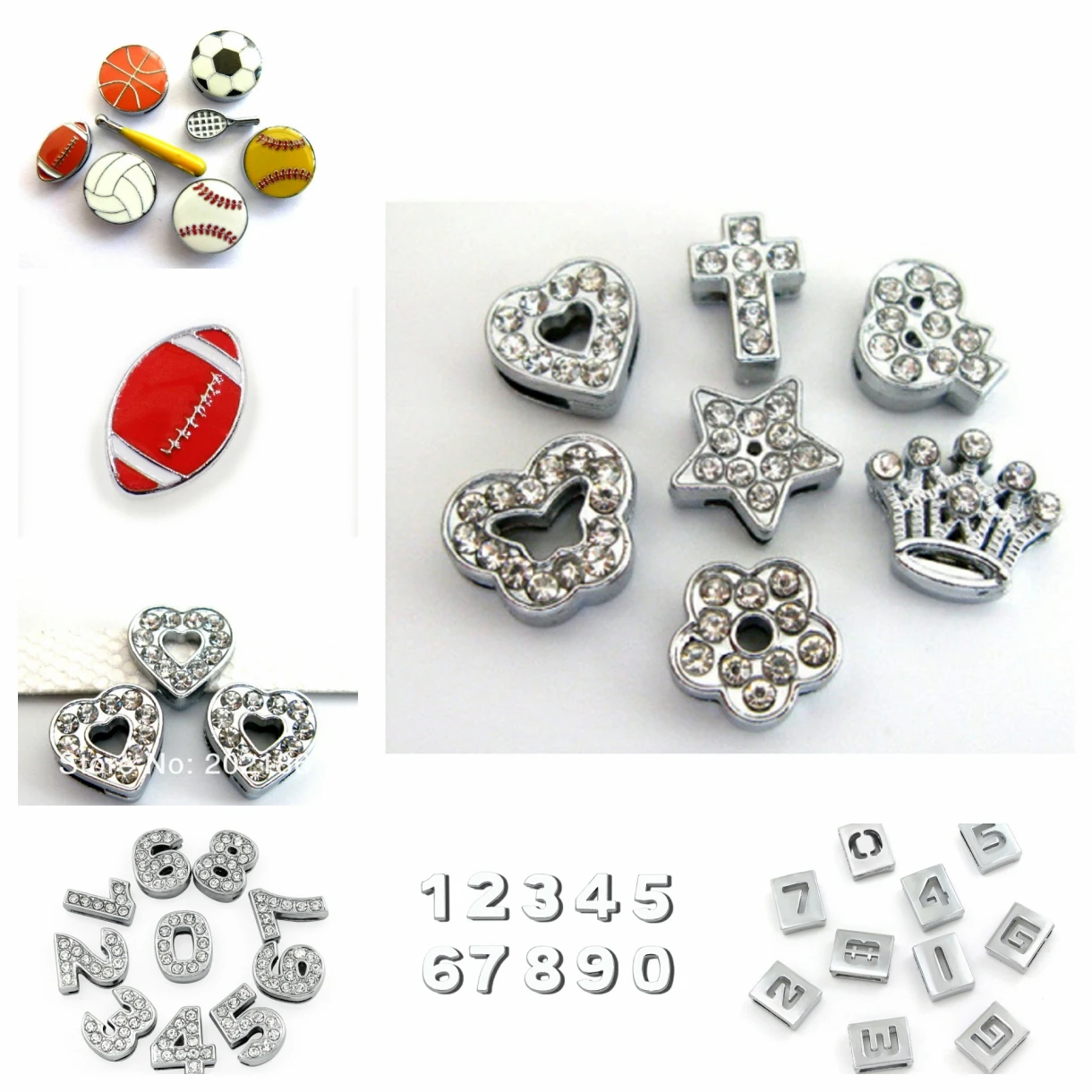 10pcs/lot 8mm Slide Charms For Jewelry Making Women Bracelet Heart ...