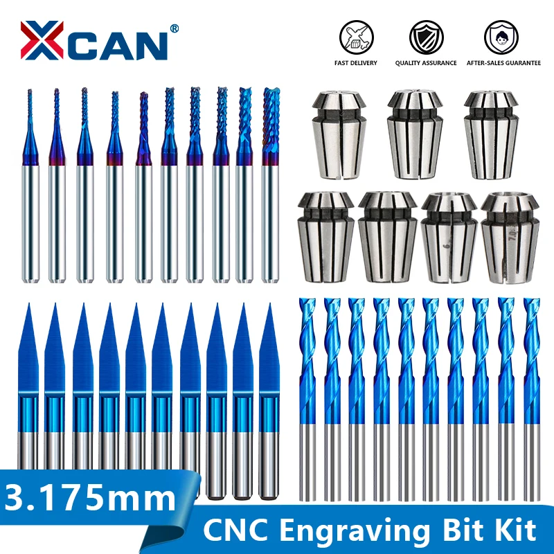 XCAN-CNC-Router-Bit-End-Mill-with-ER-Collet-Chuck-PCB-Milling-Cutter ...