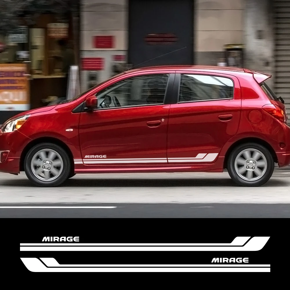 Car-Side-Skirt-Adesivos-para-Mitsubishi-Mirage-Sport-Stripes-Styling ...
