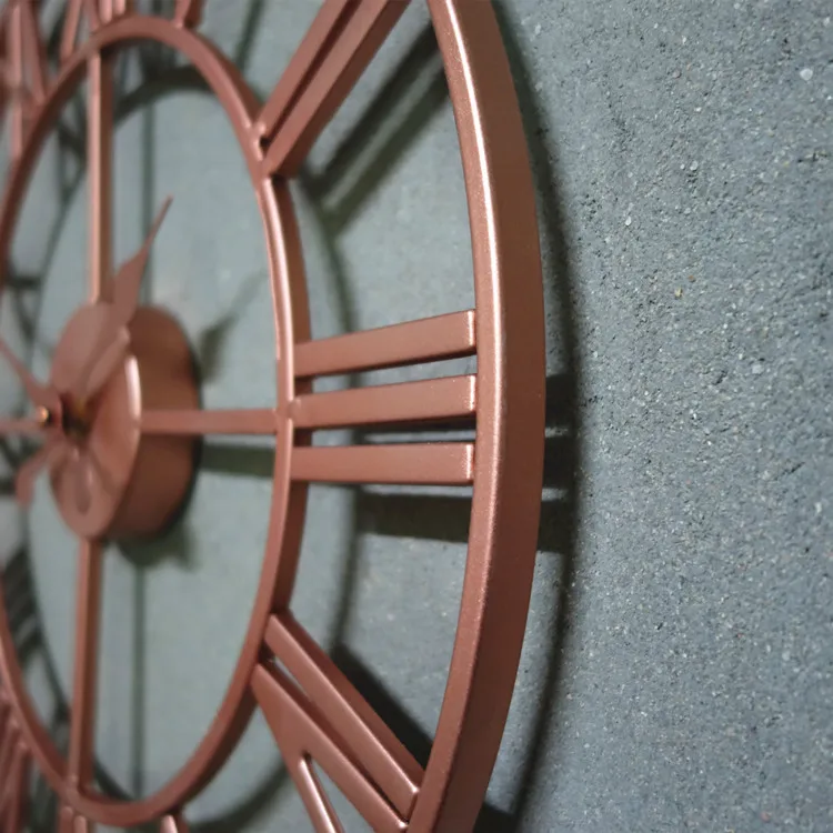 Американский стиль Европейский стиль ретро креативные настенные часы Железный Римский розовое