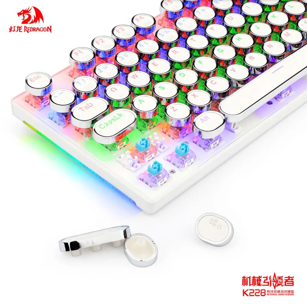 Redragon Typewriter Retro Keyboard Mechanical Switches Led, 49% OFF