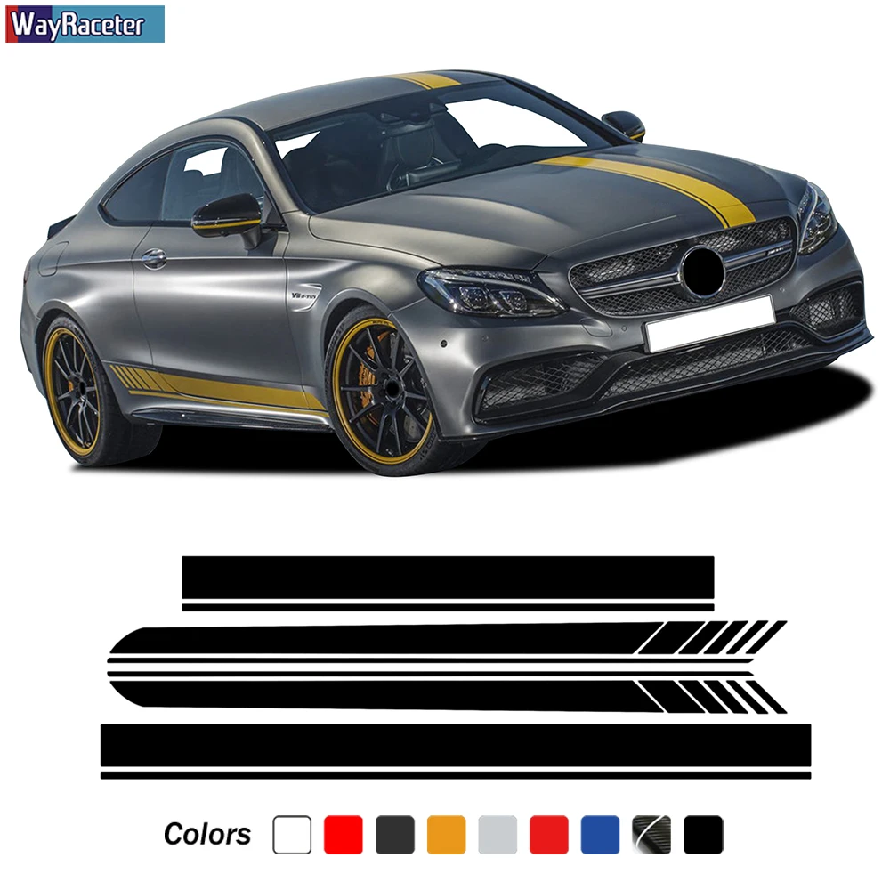 AMG Edition 1 Side Stripes Skirt Sticker Hood Roof Trunk Body Kit Decal ...