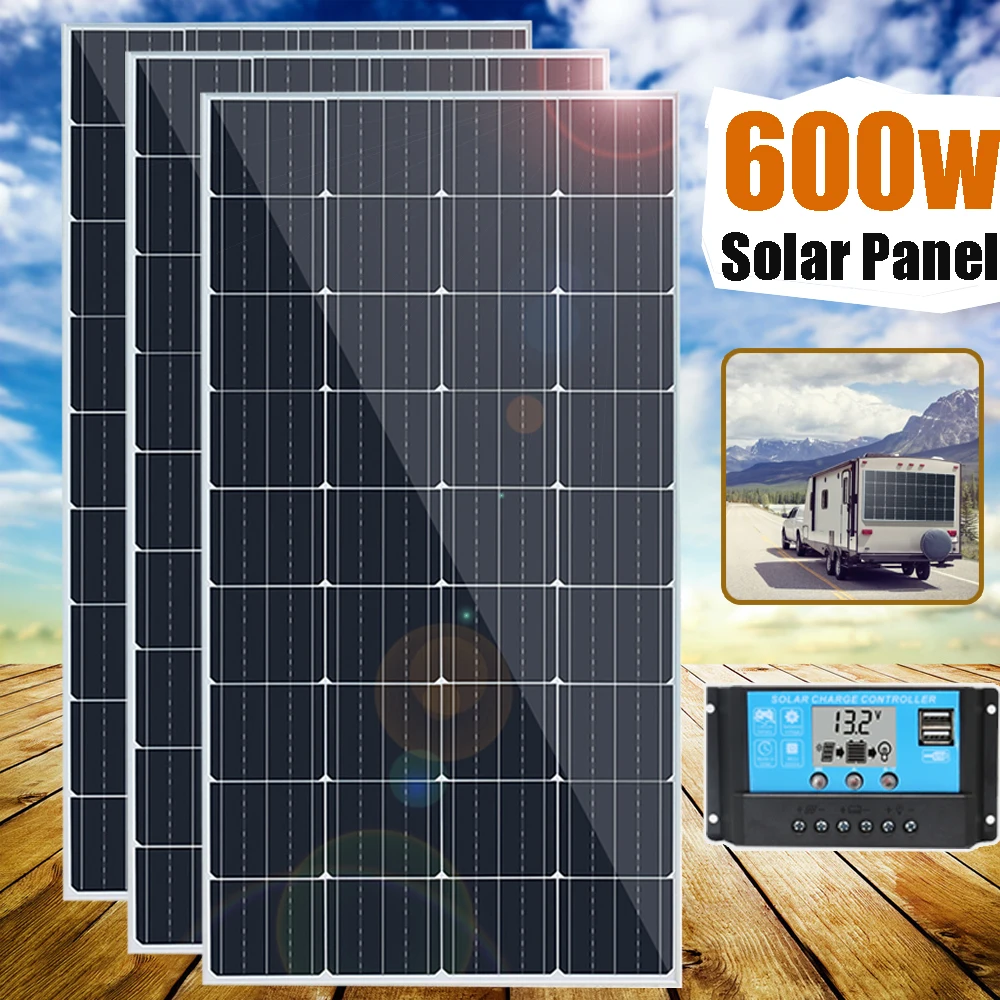 Solar Panel 12v Battery Charger Kit 600w 300w Monocrystalline Glass solar-panel-12v-battery-charger-kit-600w-300w-monocrystalline-glass