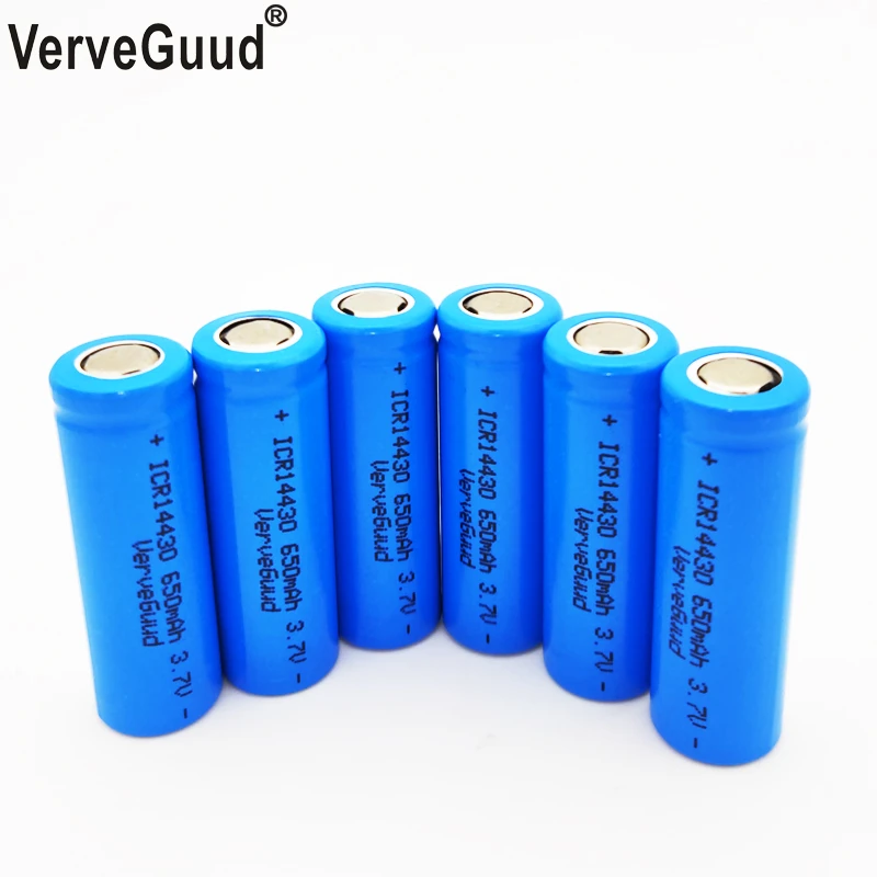 VerveGuud 14430 650mAh ICR14430 Li-Ion Rechargeable Battery 3.7v Liion ...