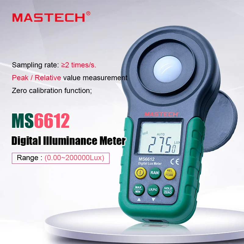 Mastech MS6612 medidor de Lux 200.000 Lux medidor de luz de espectros ...