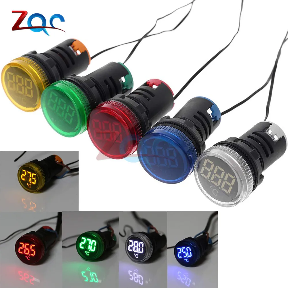 22mm AC 50-380V 110V 220V LED Digital Light Thermometer Indicator ...