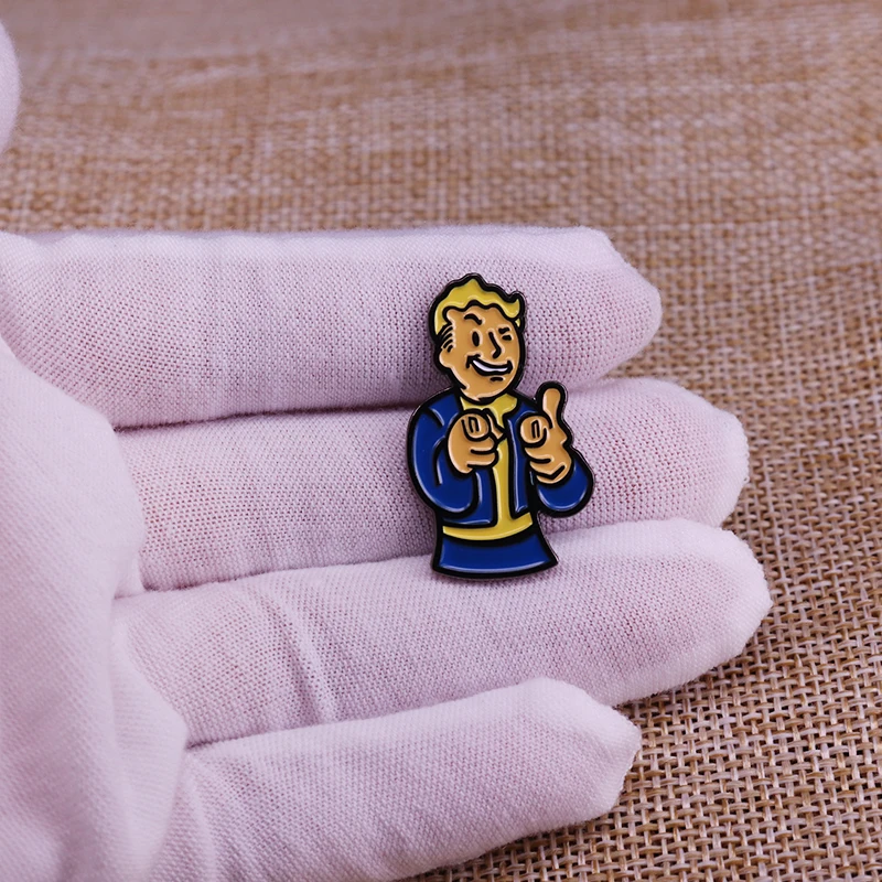 Game Fallout Vault Boy Character Enamel Cosplay Brooch - AllCosplay.com