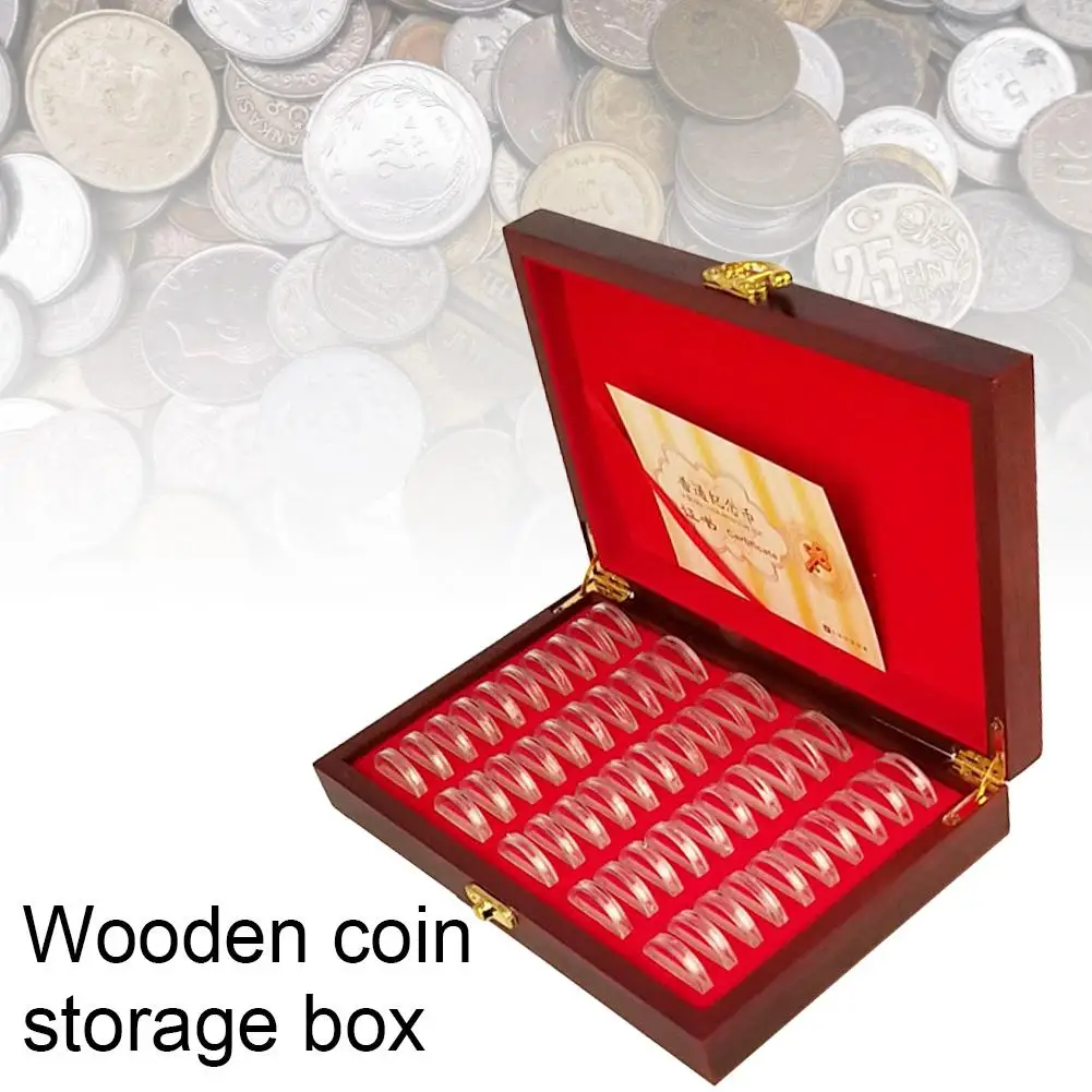 50pcs Round Wood Coins Case Storage Holders Display Wooden ...