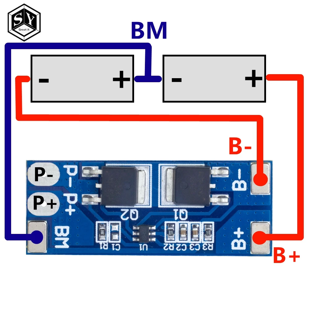 1pcs 2 Series 7.4v Lithium Battery Protection Board 8a Working Current ...