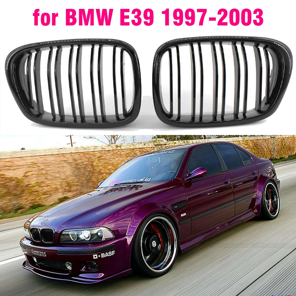 Front-Center-Matte-Black-Wide-Kidney-Hood-Grille-Grill-For-BMW-E39-525 ...