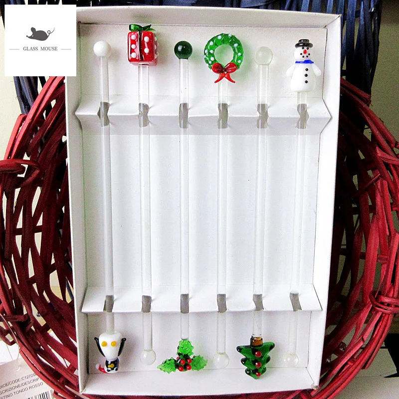 Custom-Colored-Christmas-Decor-Handmade-Cocktail-Drink-Glass-Mixer-Rod ...