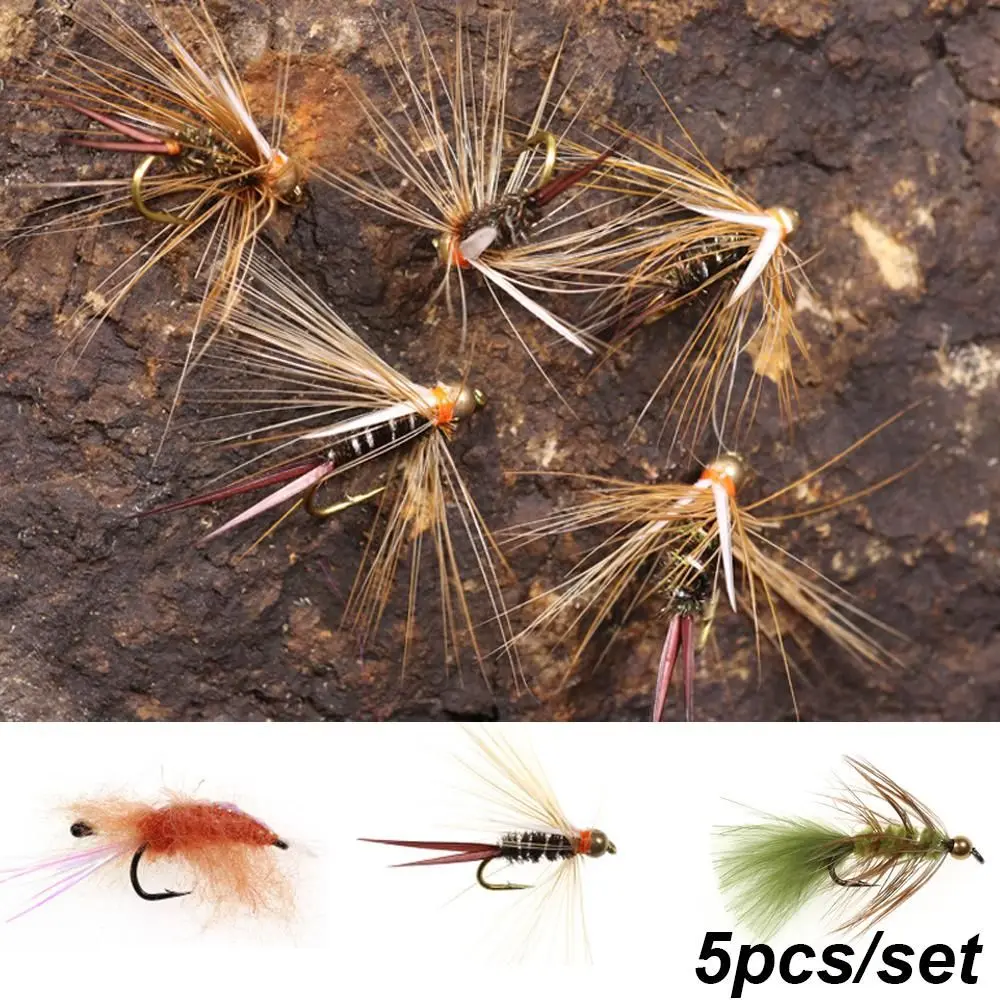 5PCS-Portable-Swimbaits-Insect-Crank-Treble-Hooks-Flies-Lure-Fly-Trout ...