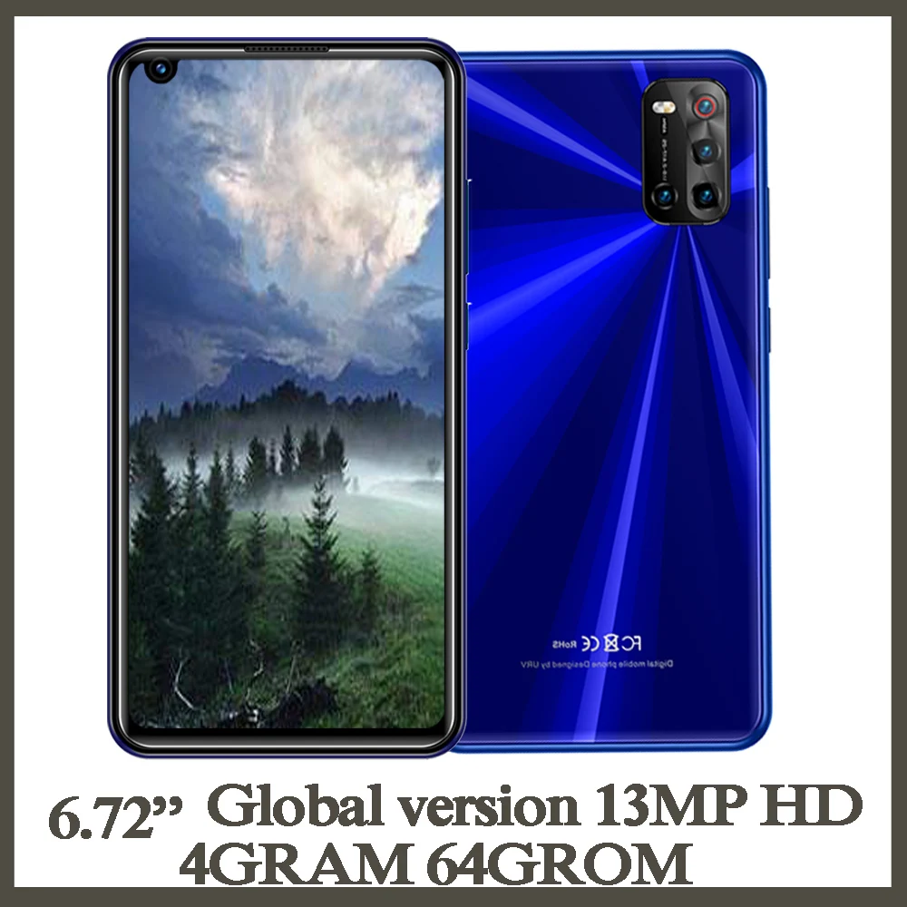 8MP+13MP Front/Back Camera 6.72inch Smartphones A20 4G RAM+64G ROM Quad ...