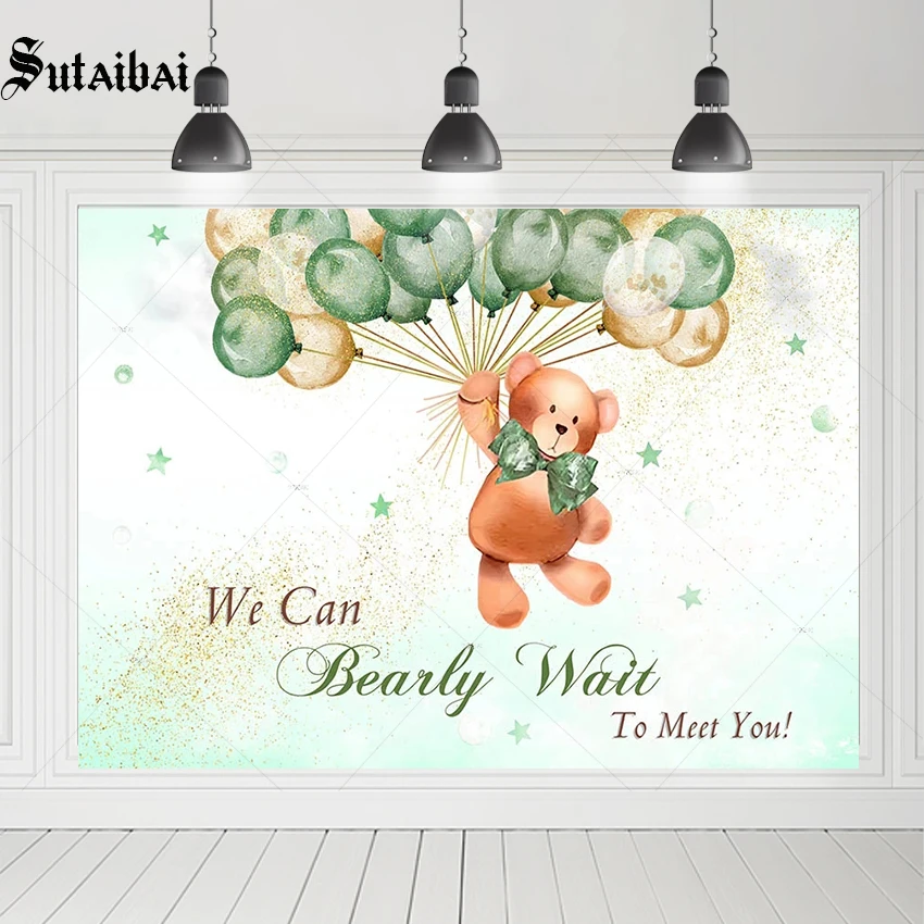 Paper & Party Supplies We can Bearly Wait Baby Shower Backdrop we can ...