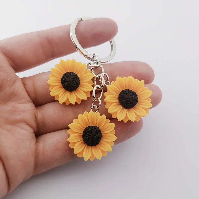 New-Sunflower-Flower-Resin-Keychain-Golden-Sun-flowers-Keychain-Cute ...