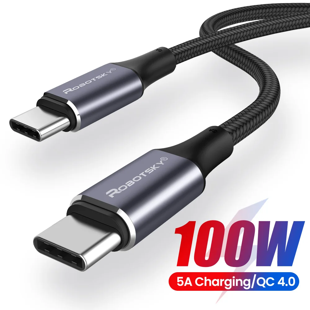 Cable USB tipo C a USB tipo C para móvil, carga rápida 100, PD, para Xiaomi Redmi Note 8 Pro ...