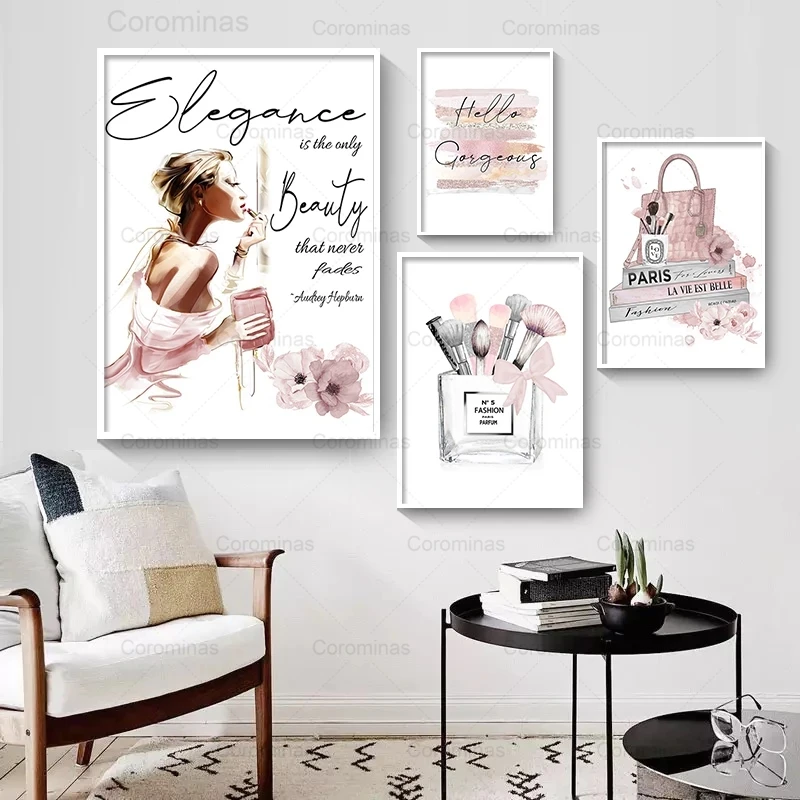 책 표지 포스터 아트 브러쉬 메이크업 캔버스 페인팅 뷰티 섹스 우먼 프린트 향수 파리 벽 장식 홈 장식 Unframed그림