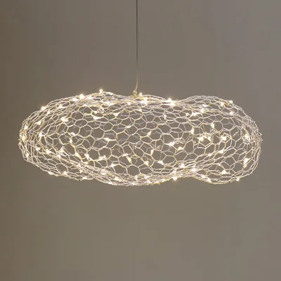 Modern-Nordic-LED-Starry-Decoration-Wire-Net-Mesh-Cloud-Shape-Metal ...