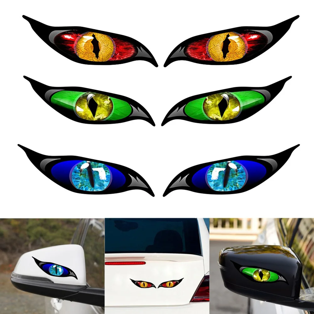 1 Pair Car Styling Sticker D 1251 Evil Eye Reflective Side Rearview ...