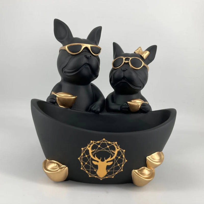 Statue deco,Statue de chien bouledogue en résine créative, Sculpture d ...