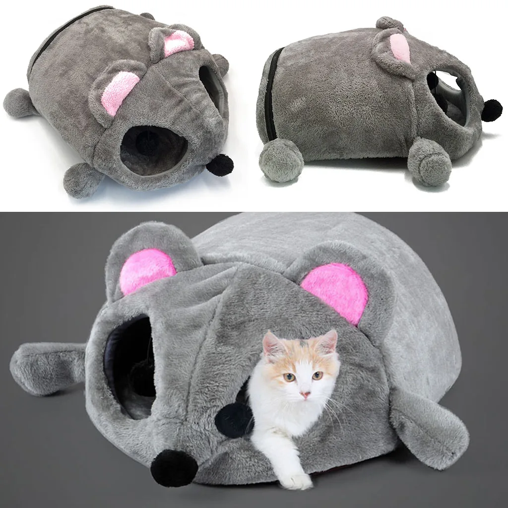 Mouse Form Pet Bed Small Cats Dogs Cave Bed Removable Kisses Bottom Cat ...